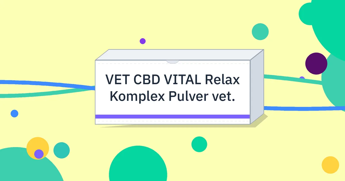 Symbolbild: Packung mit der Aufschrift VET CBD VITAL Relax Komplex Pulver vet. (PZN 16801601) – Verfügbarkeit und Bezug in Apotheken in Frankfurt am Main