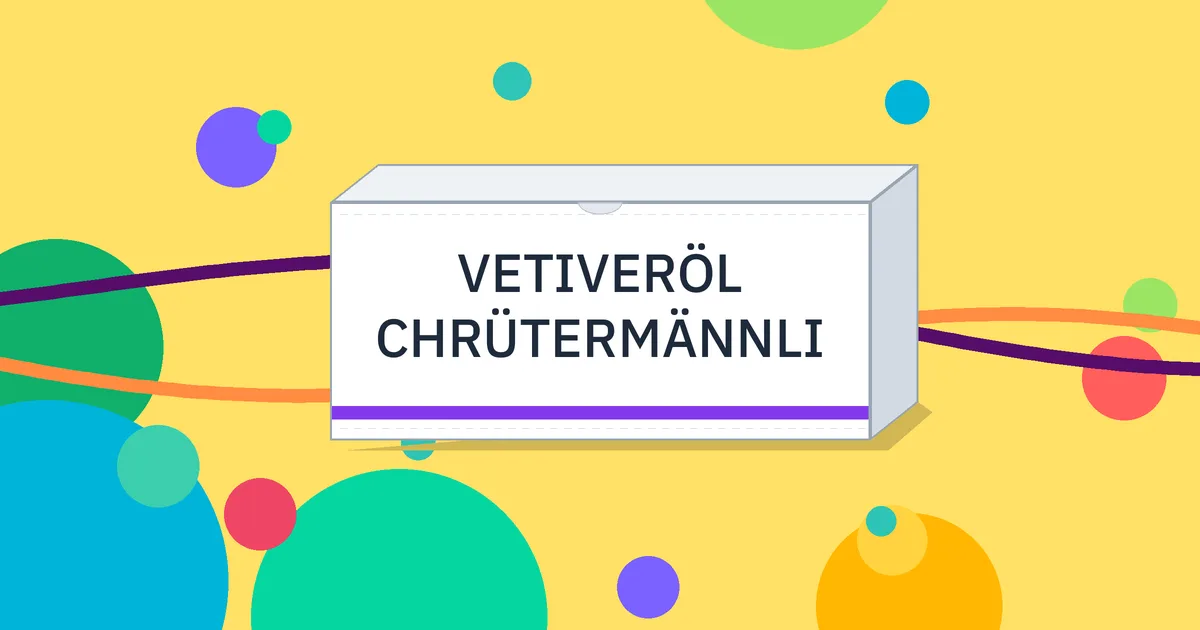 Symbolbild: Packung mit der Aufschrift VETIVERÖL CHRÜTERMÄNNLI (PZN 07197508) – Verfügbarkeit und Bezug in Apotheken in Frankfurt am Main