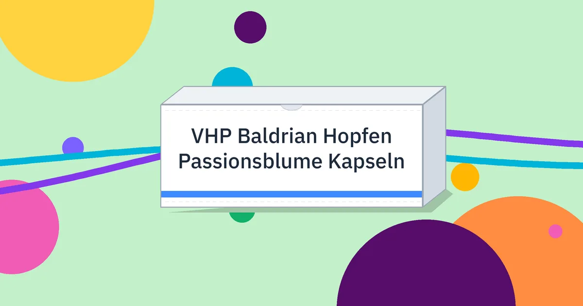 Symbolbild: Packung mit der Aufschrift VHP Baldrian Hopfen Passionsblume Kapseln (PZN 17016502) – Verfügbarkeit und Bezug in Apotheken in Frankfurt am Main