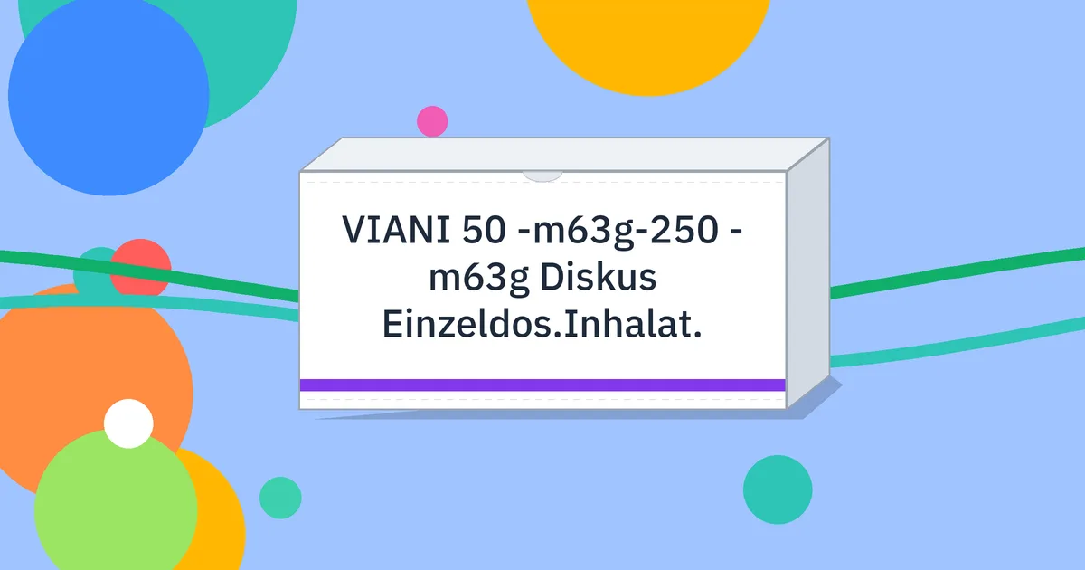 Symbolbild: Packung mit der Aufschrift VIANI 50 -m63g-250 -m63g Diskus Einzeldos.Inhalat. (PZN 00427833) – Verfügbarkeit und Bezug in Apotheken in Frankfurt am Main