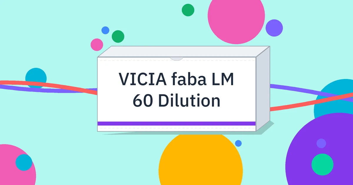 Symbolbild: Packung mit der Aufschrift VICIA faba LM 60 Dilution (PZN 13273225) – Verfügbarkeit und Bezug in Apotheken in Frankfurt am Main