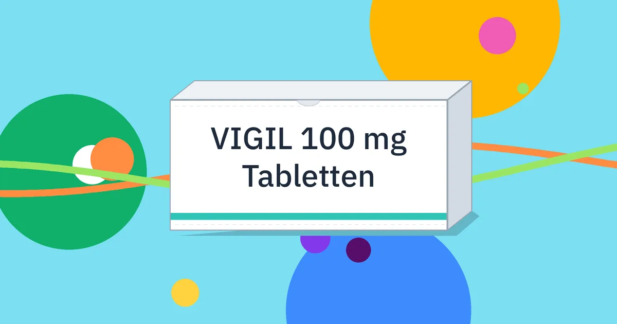 Symbolbild: Packung mit der Aufschrift VIGIL 100 mg Tabletten (PZN 17264660) – Verfügbarkeit und Bezug in Apotheken in Frankfurt am Main