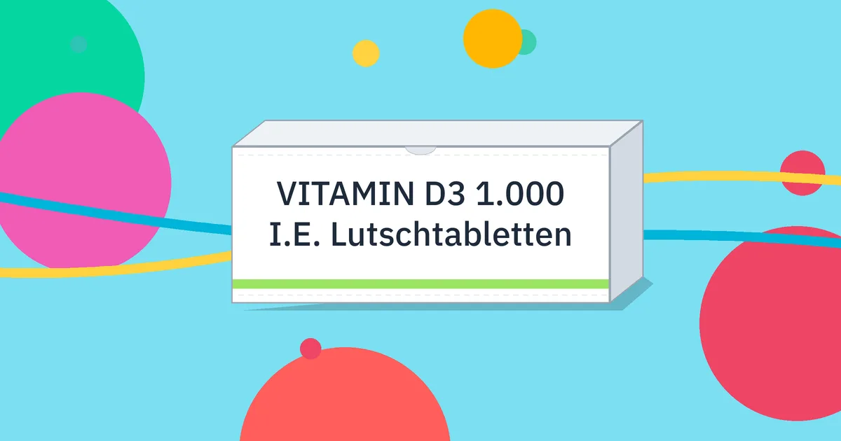 Symbolbild: Packung mit der Aufschrift VITAMIN D3 1.000 I.E. Lutschtabletten (PZN 19344481) – Verfügbarkeit und Bezug in Apotheken in Frankfurt am Main