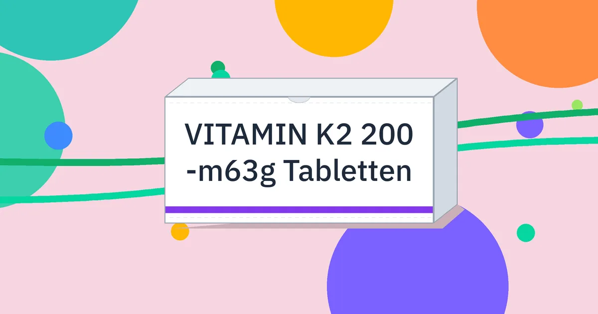 Symbolbild: Packung mit der Aufschrift VITAMIN K2 200 -m63g Tabletten (PZN 12427910) – Verfügbarkeit und Bezug in Apotheken in Frankfurt am Main