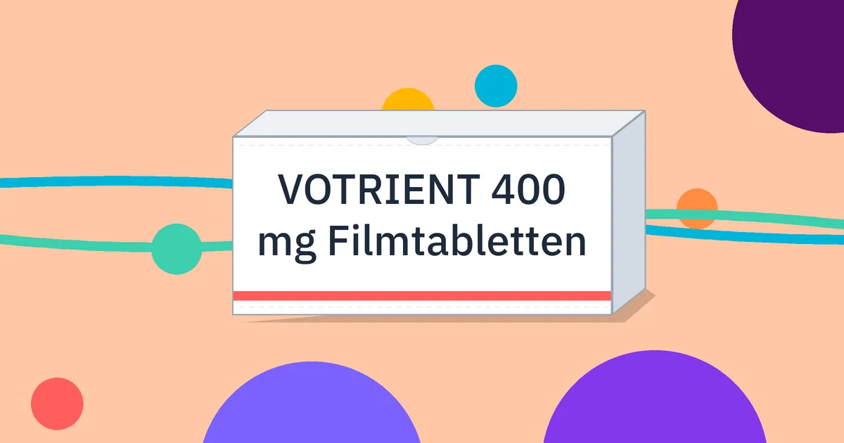 Symbolbild: Packung mit der Aufschrift VOTRIENT 400 mg Filmtabletten (PZN 06431793) – Verfügbarkeit und Bezug in Apotheken in Frankfurt am Main