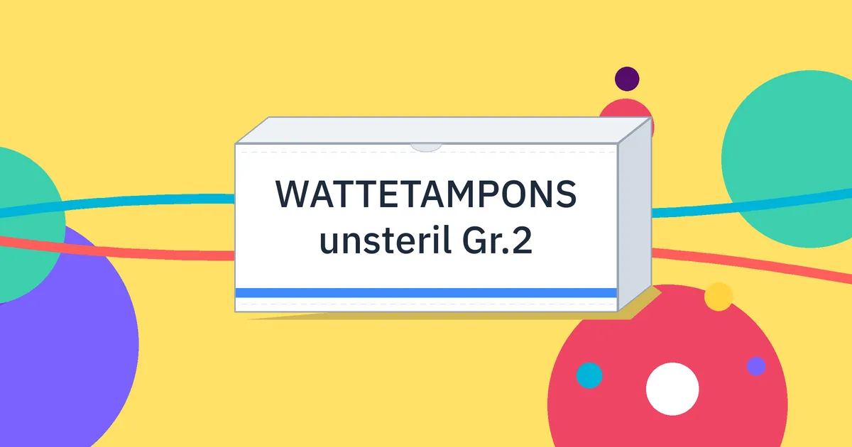 Symbolbild: Packung mit der Aufschrift WATTETAMPONS unsteril Gr.2 (PZN 01960570) – Verfügbarkeit und Bezug in Apotheken in Frankfurt am Main