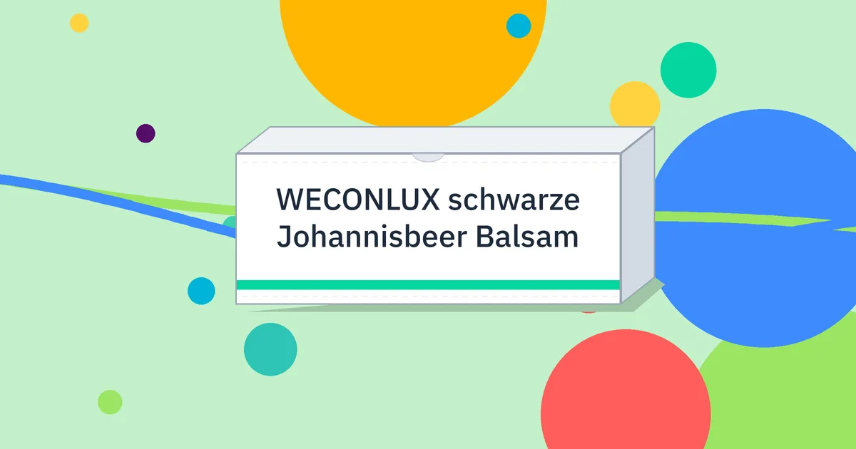 Symbolbild: Packung mit der Aufschrift WECONLUX schwarze Johannisbeer Balsam (PZN 12726914) – Verfügbarkeit und Bezug in Apotheken in Frankfurt am Main