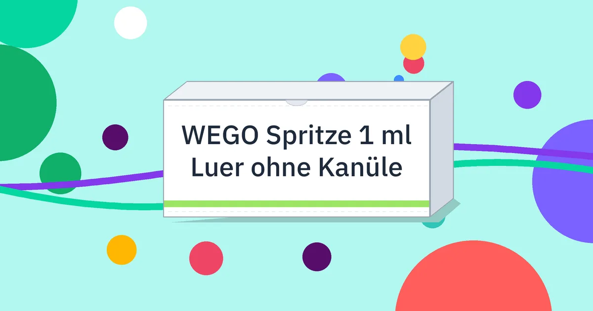 Symbolbild: Packung mit der Aufschrift WEGO Spritze 1 ml Luer ohne Kanüle (PZN 18858893) – Verfügbarkeit und Bezug in Apotheken in Frankfurt am Main