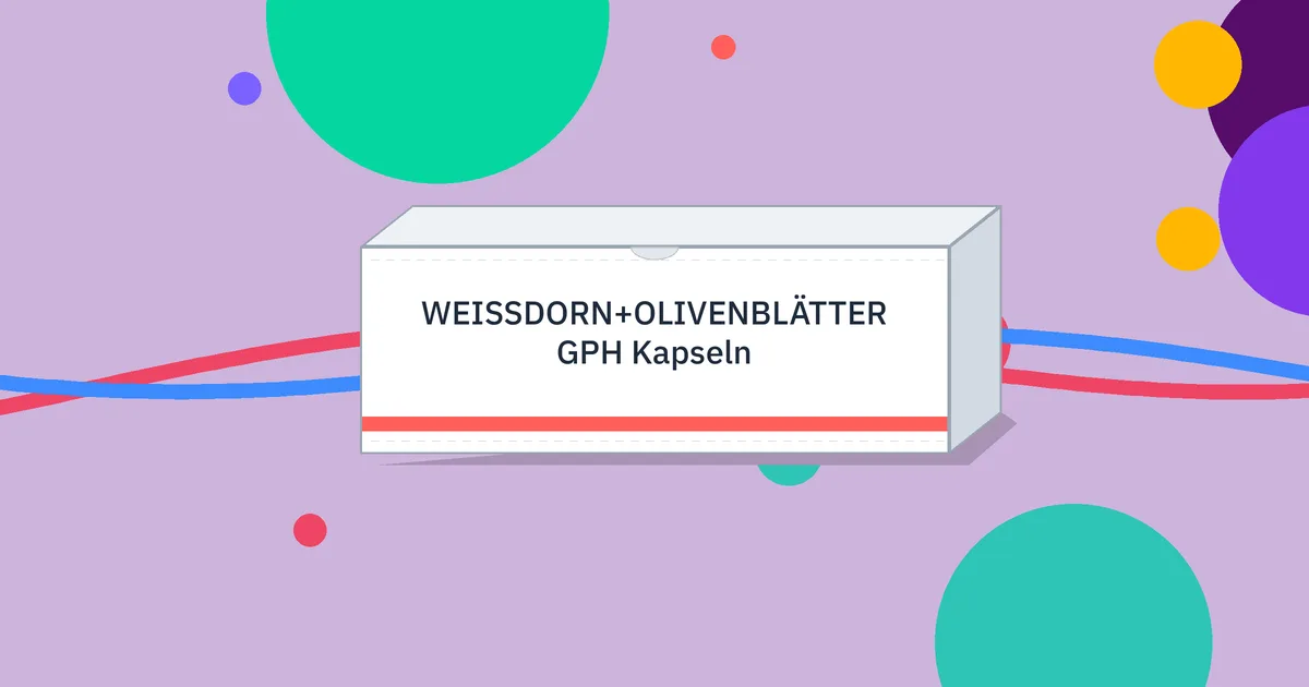 Symbolbild: Packung mit der Aufschrift WEISSDORN+OLIVENBLÄTTER GPH Kapseln (PZN 00966694) – Verfügbarkeit und Bezug in Apotheken in Frankfurt am Main