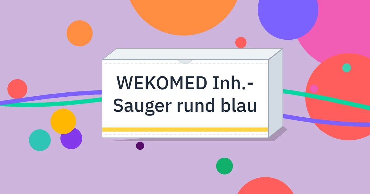 Symbolbild: Packung mit der Aufschrift WEKOMED Inh.-Sauger rund blau (PZN 04921553) – Verfügbarkeit und Bezug in Apotheken in Frankfurt am Main
