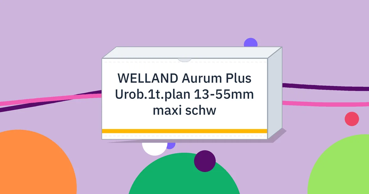 Symbolbild: Packung mit der Aufschrift WELLAND Aurum Plus Urob.1t.plan 13-55mm maxi schw (PZN 17826454) – Verfügbarkeit und Bezug in Apotheken in Frankfurt am Main