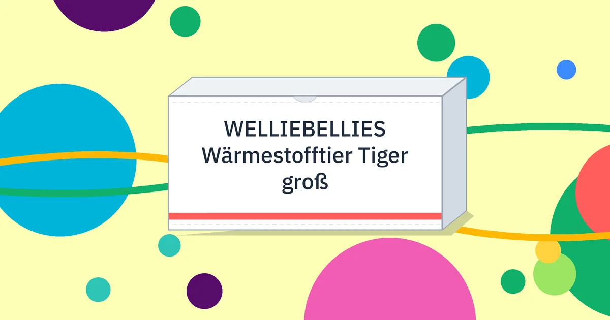 Symbolbild: Packung mit der Aufschrift WELLIEBELLIES Wärmestofftier Tiger groß (PZN 11153497) – Verfügbarkeit und Bezug in Apotheken in Frankfurt am Main
