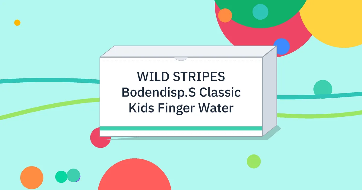 Symbolbild: Packung mit der Aufschrift WILD STRIPES Bodendisp.S Classic Kids Finger Water (PZN 19630057) – Verfügbarkeit und Bezug in Apotheken in Frankfurt am Main