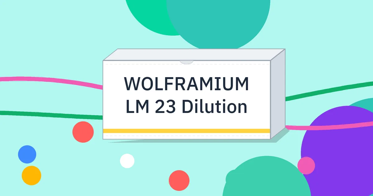 Symbolbild: Packung mit der Aufschrift WOLFRAMIUM LM 23 Dilution (PZN 13280917) – Verfügbarkeit und Bezug in Apotheken in Frankfurt am Main