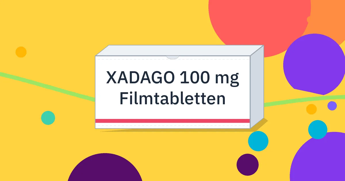 Symbolbild: Packung mit der Aufschrift XADAGO 100 mg Filmtabletten (PZN 10938026) – Verfügbarkeit und Bezug in Apotheken in Frankfurt am Main