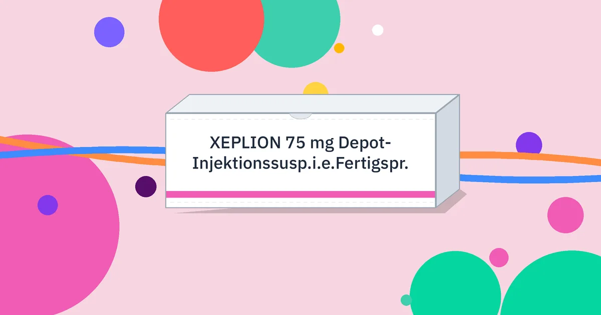 Symbolbild: Packung mit der Aufschrift XEPLION 75 mg Depot-Injektionssusp.i.e.Fertigspr. (PZN 11191546) – Verfügbarkeit und Bezug in Apotheken in Frankfurt am Main