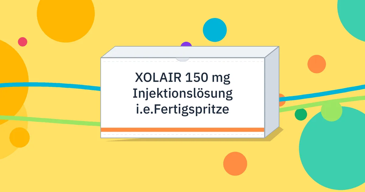 Symbolbild: Packung mit der Aufschrift XOLAIR 150 mg Injektionslösung i.e.Fertigspritze (PZN 18439067) – Verfügbarkeit und Bezug in Apotheken in Frankfurt am Main