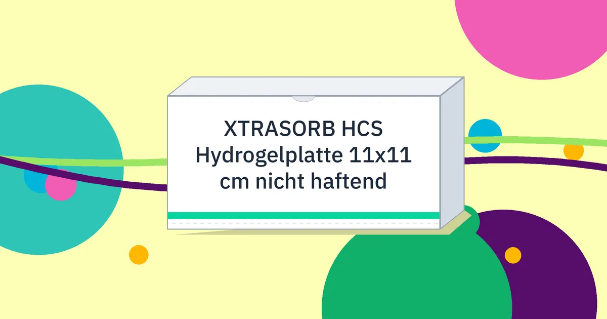 Symbolbild: Packung mit der Aufschrift XTRASORB HCS Hydrogelplatte 11x11 cm nicht haftend (PZN 07645421) – Verfügbarkeit und Bezug in Apotheken in Frankfurt am Main