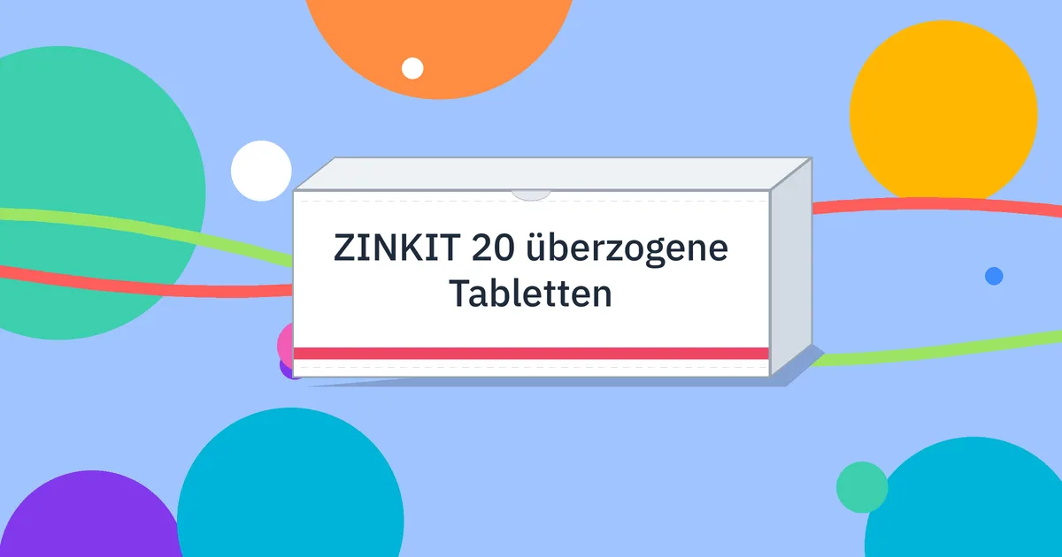 Symbolbild: Packung mit der Aufschrift ZINKIT 20 überzogene Tabletten (PZN 04435255) – Verfügbarkeit und Bezug in Apotheken in Frankfurt am Main
