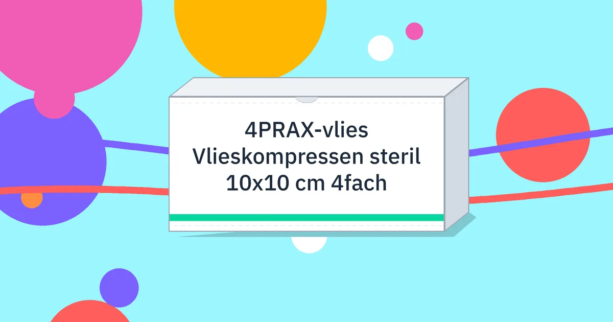 Symbolbild: Packung mit der Aufschrift 4PRAX-vlies Vlieskompressen steril 10x10 cm 4fach (PZN 20229791) – Verfügbarkeit und Bezug in Apotheken in Frankfurt am Main