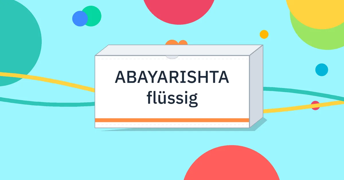 Symbolbild: Packung mit der Aufschrift ABAYARISHTA flüssig (PZN 07225245) – Verfügbarkeit und Bezug in Apotheken in Frankfurt am Main