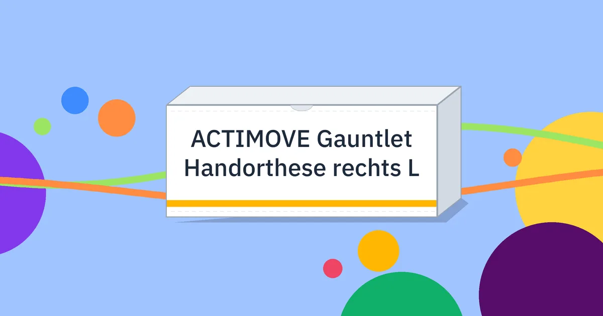 Symbolbild: Packung mit der Aufschrift ACTIMOVE Gauntlet Handorthese rechts L (PZN 04880995) – Verfügbarkeit und Bezug in Apotheken in Frankfurt am Main