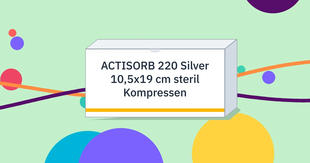 Symbolbild: Packung mit der Aufschrift ACTISORB 220 Silver 10,5x19 cm steril Kompressen (PZN 03013747) – Verfügbarkeit und Bezug in Apotheken in Frankfurt am Main