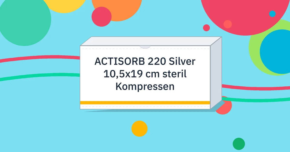 Symbolbild: Packung mit der Aufschrift ACTISORB 220 Silver 10,5x19 cm steril Kompressen (PZN 16664877) – Verfügbarkeit und Bezug in Apotheken in Frankfurt am Main