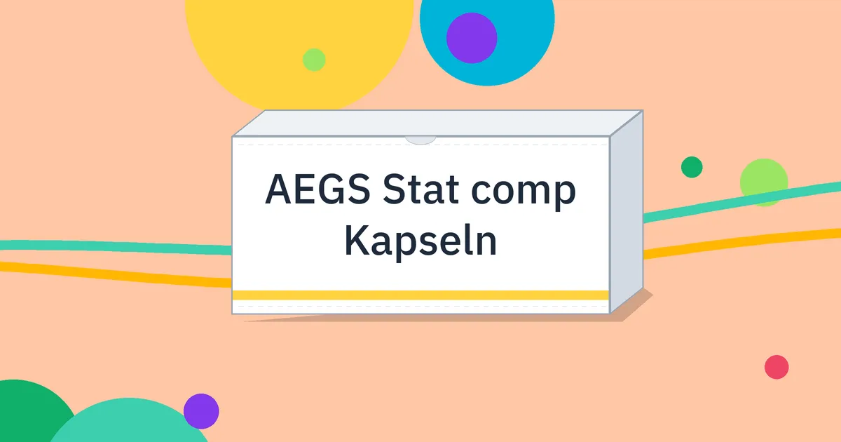 Symbolbild: Packung mit der Aufschrift AEGS Stat comp Kapseln (PZN 11710584) – Verfügbarkeit und Bezug in Apotheken in Frankfurt am Main
