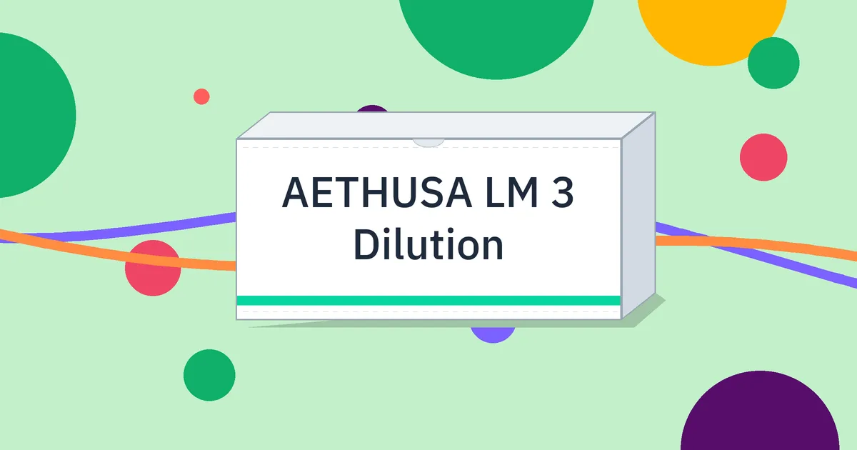 Symbolbild: Packung mit der Aufschrift AETHUSA LM 3 Dilution (PZN 12755726) – Verfügbarkeit und Bezug in Apotheken in Frankfurt am Main