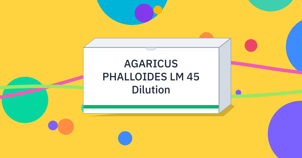 Symbolbild: Packung mit der Aufschrift AGARICUS PHALLOIDES LM 45 Dilution (PZN 13304718) – Verfügbarkeit und Bezug in Apotheken in Frankfurt am Main