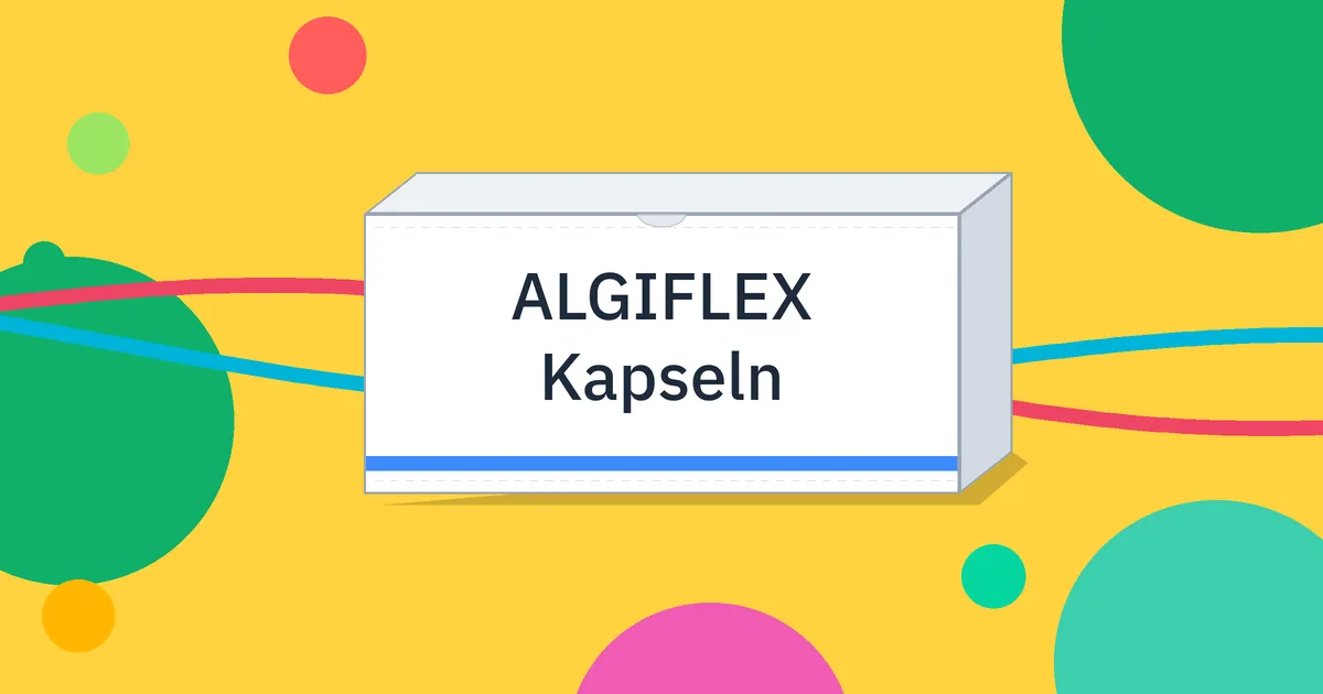Symbolbild: Packung mit der Aufschrift ALGIFLEX Kapseln (PZN 13427148) – Verfügbarkeit und Bezug in Apotheken in Frankfurt am Main