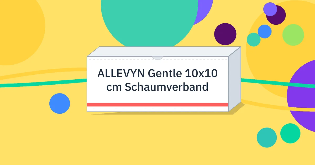 Symbolbild: Packung mit der Aufschrift ALLEVYN Gentle 10x10 cm Schaumverband (PZN 16166955) – Verfügbarkeit und Bezug in Apotheken in Frankfurt am Main
