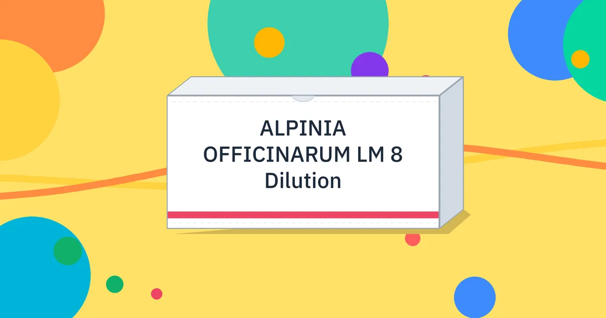 Symbolbild: Packung mit der Aufschrift ALPINIA OFFICINARUM LM 8 Dilution (PZN 13313806) – Verfügbarkeit und Bezug in Apotheken in Frankfurt am Main