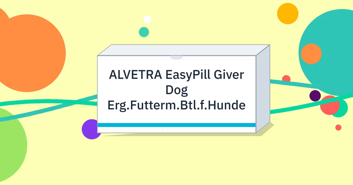 Symbolbild: Packung mit der Aufschrift ALVETRA EasyPill Giver Dog Erg.Futterm.Btl.f.Hunde (PZN 19444774) – Verfügbarkeit und Bezug in Apotheken in Frankfurt am Main