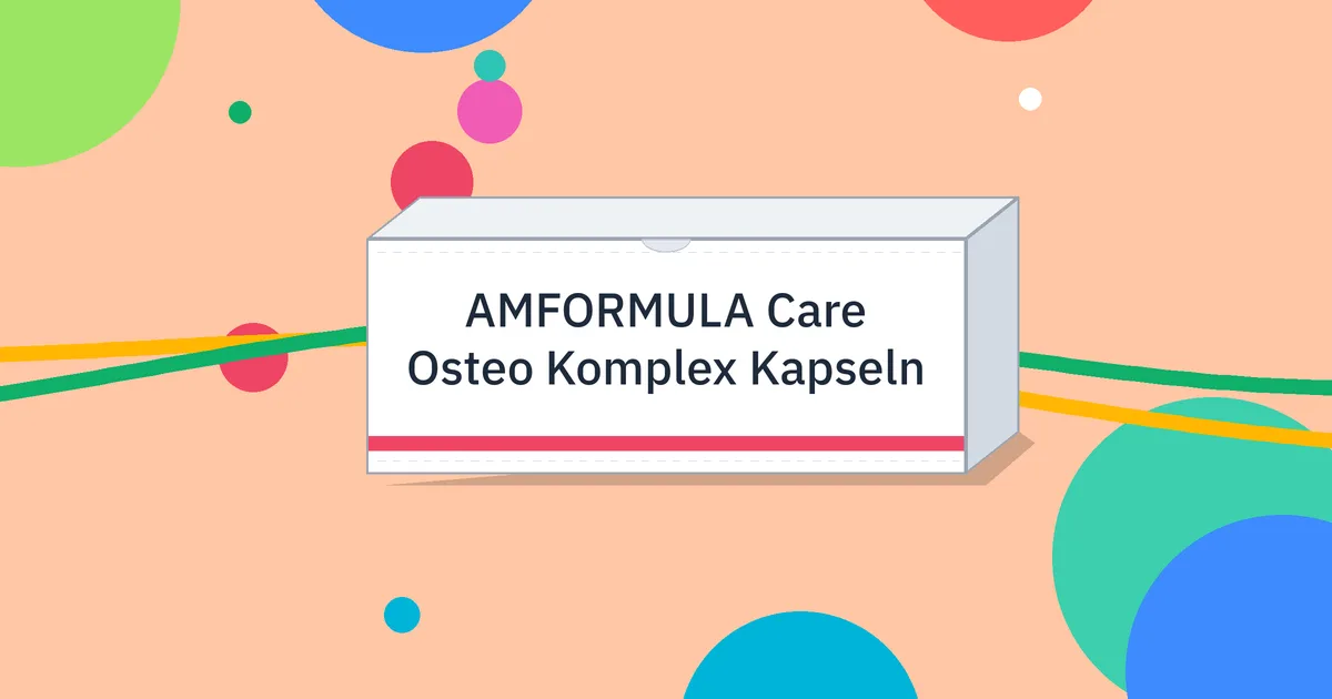 Symbolbild: Packung mit der Aufschrift AMFORMULA Care Osteo Komplex Kapseln (PZN 20108840) – Verfügbarkeit und Bezug in Apotheken in Frankfurt am Main
