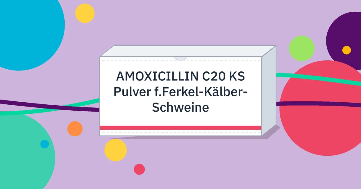 Symbolbild: Packung mit der Aufschrift AMOXICILLIN C20 KS Pulver f.Ferkel-Kälber-Schweine (PZN 00182892) – Verfügbarkeit und Bezug in Apotheken in Frankfurt am Main
