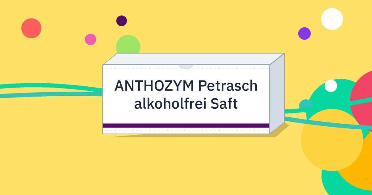 Symbolbild: Packung mit der Aufschrift ANTHOZYM Petrasch alkoholfrei Saft (PZN 20808951) – Verfügbarkeit und Bezug in Apotheken in Frankfurt am Main