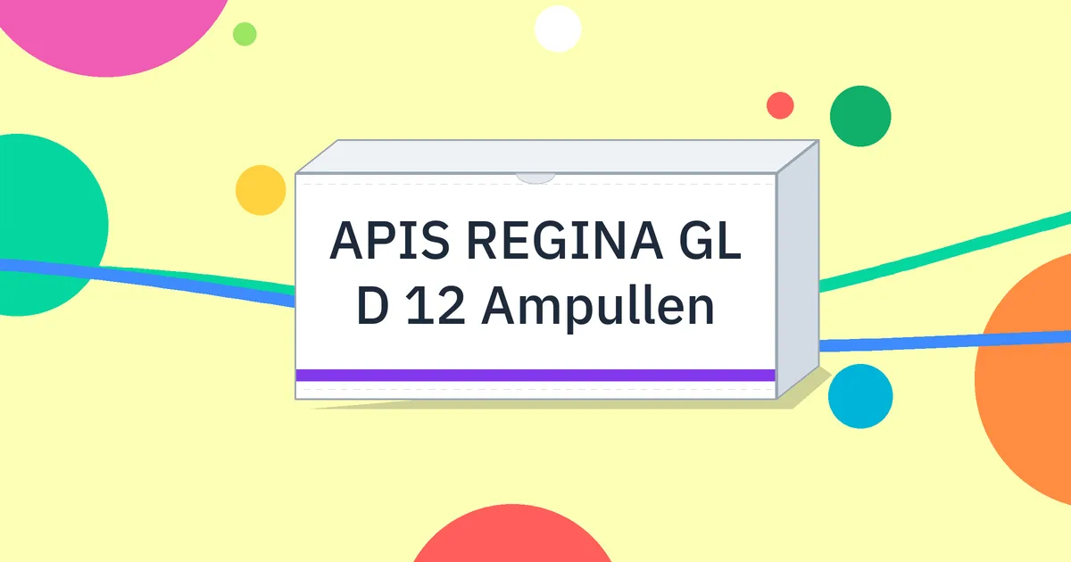 Symbolbild: Packung mit der Aufschrift APIS REGINA GL D 12 Ampullen (PZN 04614762) – Verfügbarkeit und Bezug in Apotheken in Frankfurt am Main