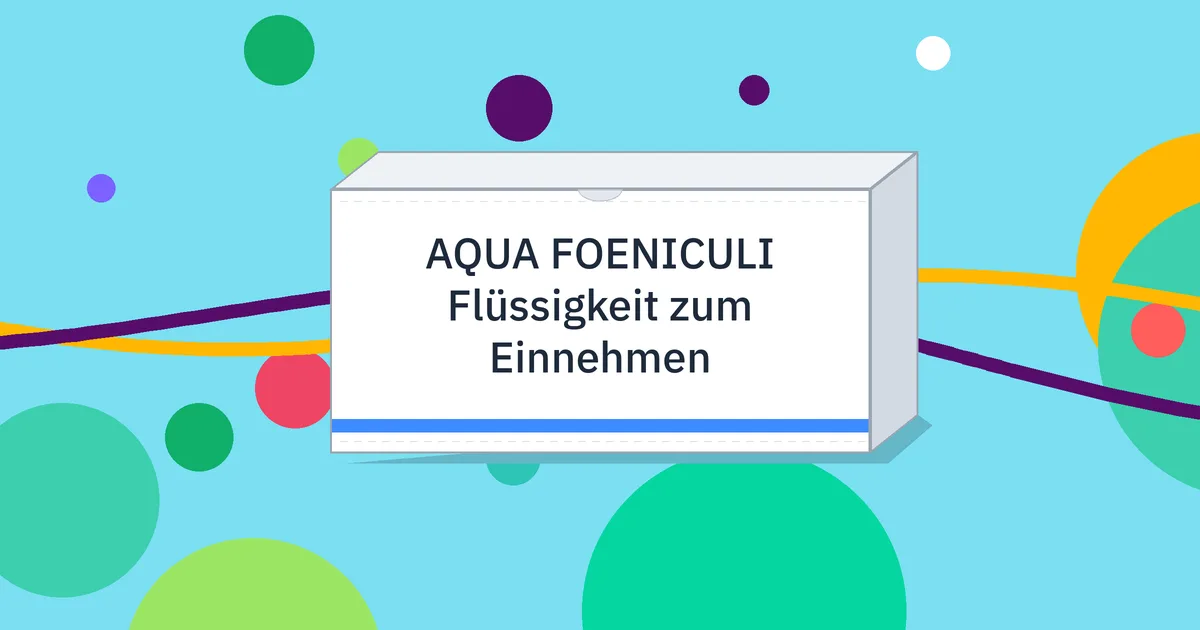 Symbolbild: Packung mit der Aufschrift AQUA FOENICULI Flüssigkeit zum Einnehmen (PZN 15400900) – Verfügbarkeit und Bezug in Apotheken in Frankfurt am Main