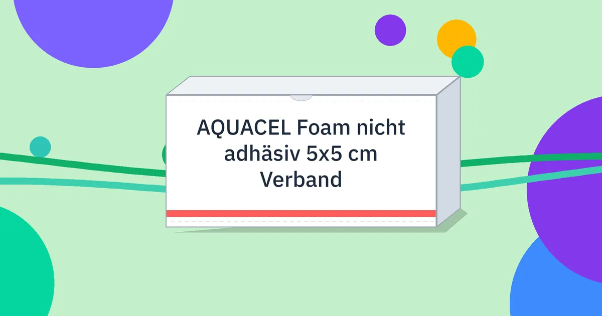 Symbolbild: Packung mit der Aufschrift AQUACEL Foam nicht adhäsiv 5x5 cm Verband (PZN 18126405) – Verfügbarkeit und Bezug in Apotheken in Frankfurt am Main