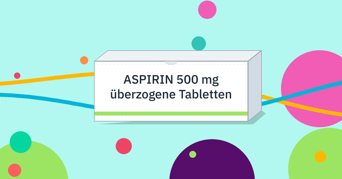 Symbolbild: Packung mit der Aufschrift ASPIRIN 500 mg überzogene Tabletten (PZN 10203632) – Verfügbarkeit und Bezug in Apotheken in Frankfurt am Main