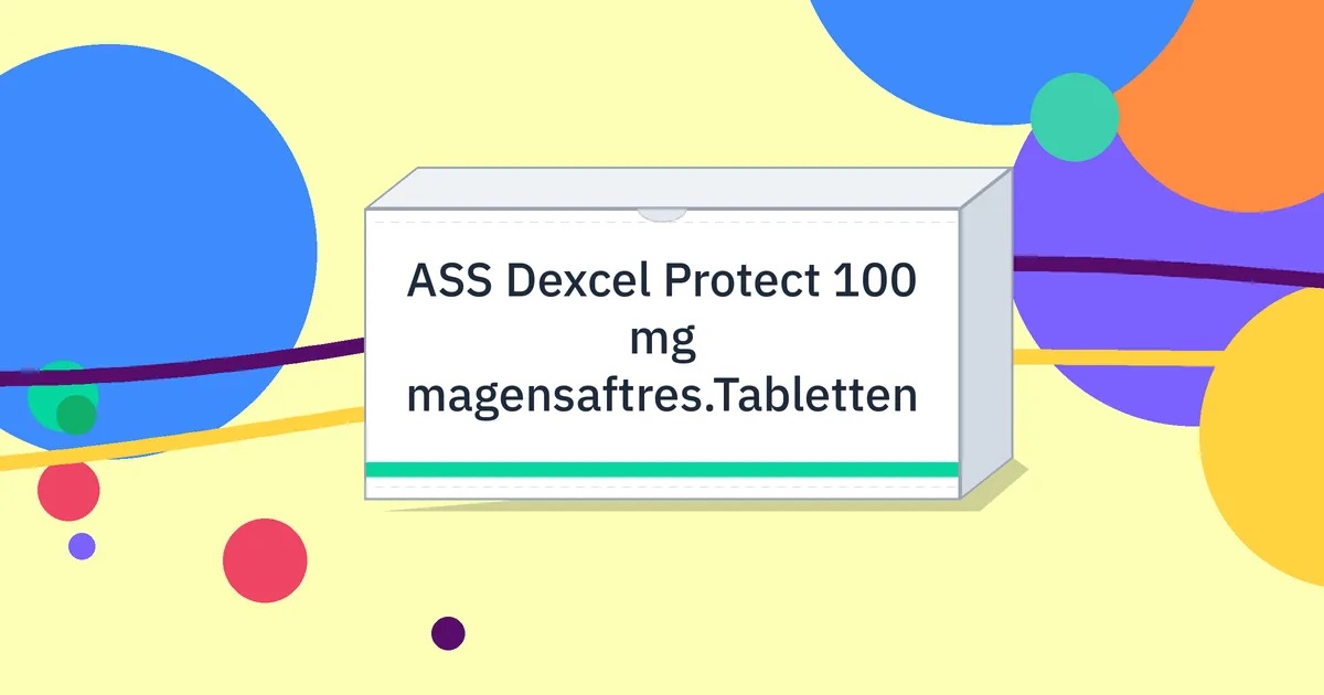 Symbolbild: Packung mit der Aufschrift ASS Dexcel Protect 100 mg magensaftres.Tabletten (PZN 09318790) – Verfügbarkeit und Bezug in Apotheken in Frankfurt am Main