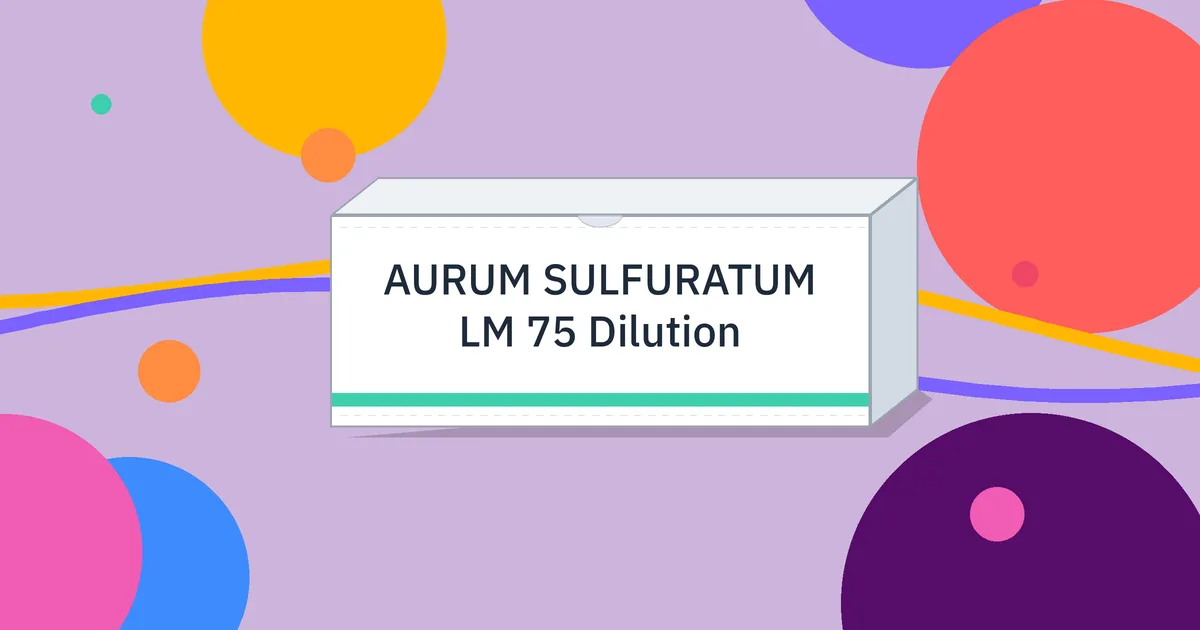 Symbolbild: Packung mit der Aufschrift AURUM SULFURATUM LM 75 Dilution (PZN 12786520) – Verfügbarkeit und Bezug in Apotheken in Frankfurt am Main