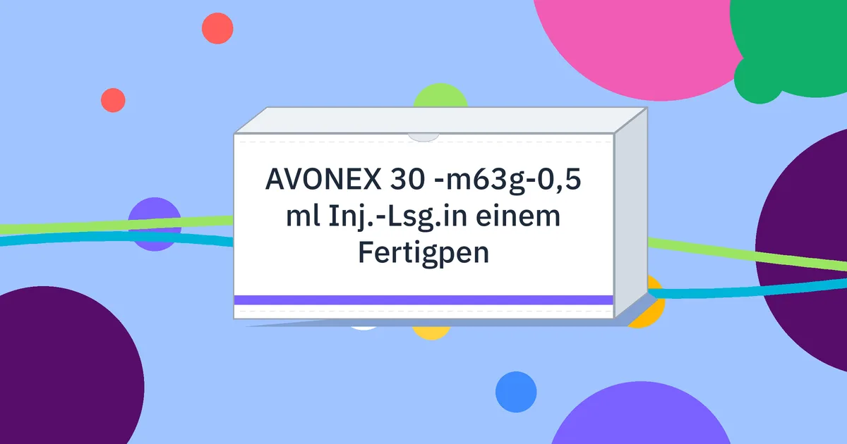 Symbolbild: Packung mit der Aufschrift AVONEX 30 -m63g-0,5 ml Inj.-Lsg.in einem Fertigpen (PZN 19896766) – Verfügbarkeit und Bezug in Apotheken in Frankfurt am Main