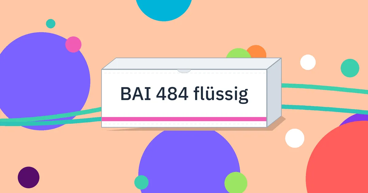 Symbolbild: Packung mit der Aufschrift BAI 484 flüssig (PZN 02595397) – Verfügbarkeit und Bezug in Apotheken in Frankfurt am Main