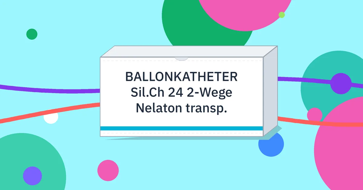 Symbolbild: Packung mit der Aufschrift BALLONKATHETER Sil.Ch 24 2-Wege Nelaton transp. (PZN 14350761) – Verfügbarkeit und Bezug in Apotheken in Frankfurt am Main