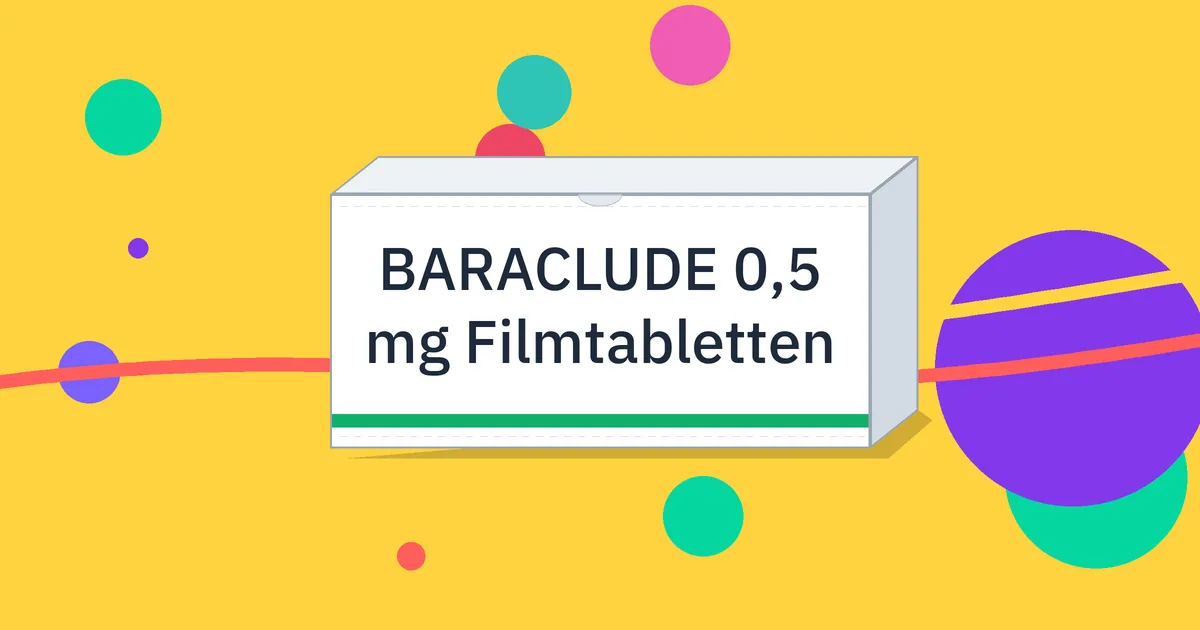 Symbolbild: Packung mit der Aufschrift BARACLUDE 0,5 mg Filmtabletten (PZN 12740699) – Verfügbarkeit und Bezug in Apotheken in Frankfurt am Main