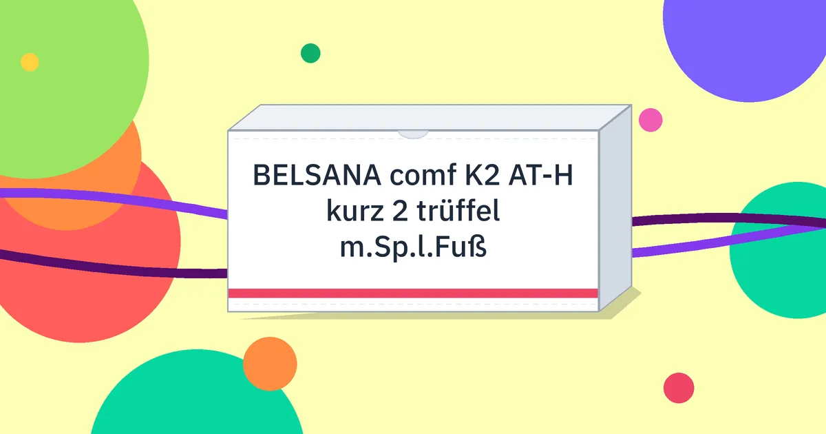 Symbolbild: Packung mit der Aufschrift BELSANA comf K2 AT-H kurz 2 trüffel m.Sp.l.Fuß (PZN 12328935) – Verfügbarkeit und Bezug in Apotheken in Frankfurt am Main