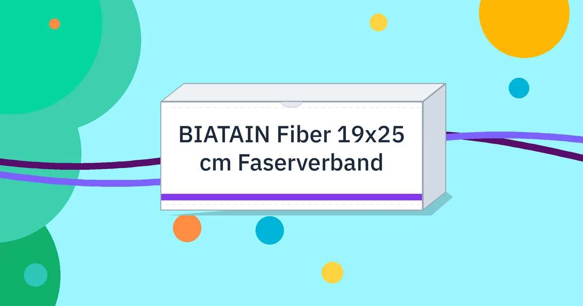 Symbolbild: Packung mit der Aufschrift BIATAIN Fiber 19x25 cm Faserverband (PZN 17264482) – Verfügbarkeit und Bezug in Apotheken in Frankfurt am Main